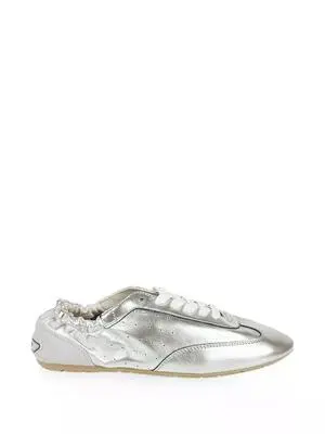 Saint Laurent Lewis Low-top Metallic Leather Sneakers - Silver
