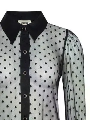 L'Agence Sophia Polka-dot Mesh Shirt