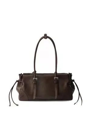 Prada Bonnie Medium Antiqued Leather Tote Bag - Brown