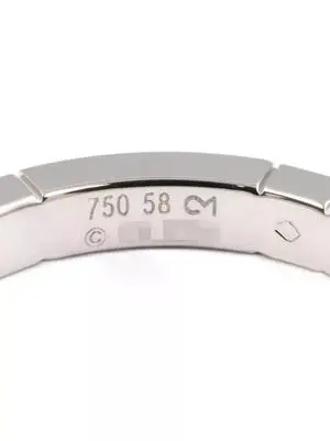 Cartier 18k White Gold Engraved Logo Band Ring