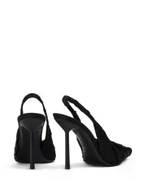 LE SILLA Ruched Satin Slingback Pumps - Black