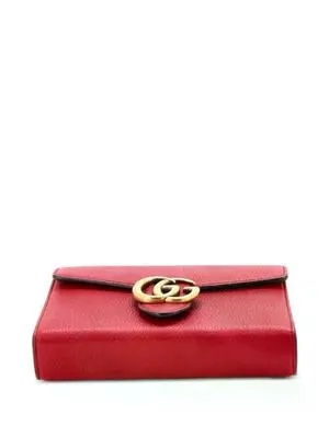 Gucci Gg Marmont Chain Wallet Leather Mini Clutch Bag - Red