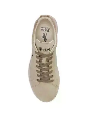 Polo Ralph Lauren Suede Logo Embroidered Sneakers - Neutrals