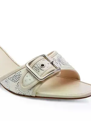 COACH Margot Embellished Buckled Kitten Heel Sandals - Neutrals