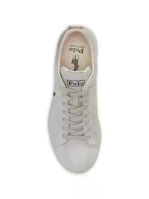 Polo Ralph Lauren Suede Logo Embroidered Sneakers - Grey