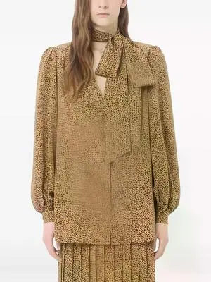 Valentino Garavani Crepe De Chine Shirt With Fauve Eclat Micromacula Print - Neutrals