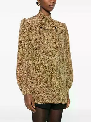 Valentino Garavani Crepe De Chine Shirt With Fauve Eclat Micromacula Print - Neutrals