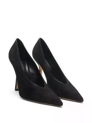 Casadei Nina Asymmetrical Suede Pointed-toe Pumps