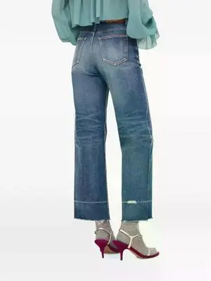 Chloé Faded Frayed-hem Bootcut Jeans