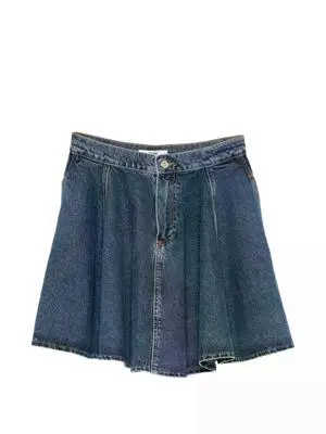 Maje Flared Mini Denim Skirt - Blue