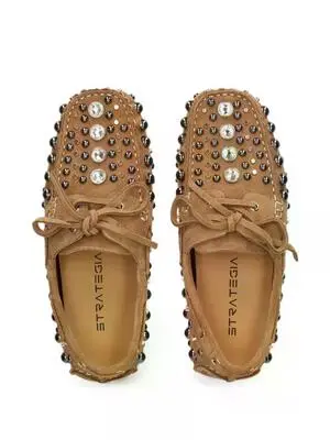 STRATEGIA SHOES Strategia Santorini Stud-embellished Leather Loafers