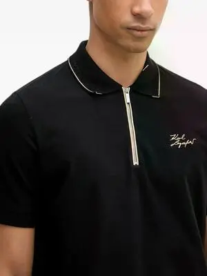 Karl Lagerfeld Zip-fastening Logo-embroidered Polo Shirt