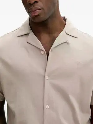 ALLSAINTS Hudson Embroidered-logo Short-sleeve Shirt - Neutrals