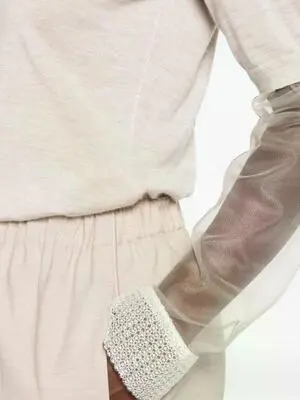 Fabiana Filippi Sheer Panel Long Sleeve Top