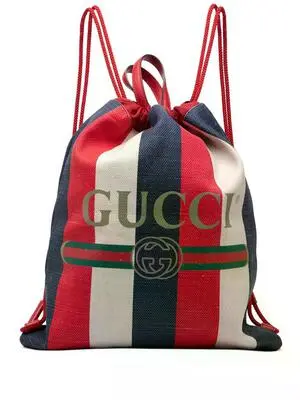 Gucci Sylvie Baiadera Web Drawstring Backpack