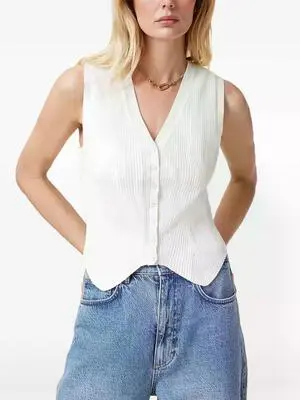ALLSAINTS Cruz Ribbed Knit V-neck Sleeveless Top - White