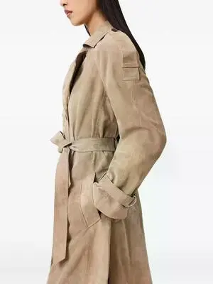 ALLSAINTS Reed Double-breasted Suede Trench Coat