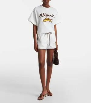 ALEMAIS Scuba Patch-appliqué Cotton Shorts - White