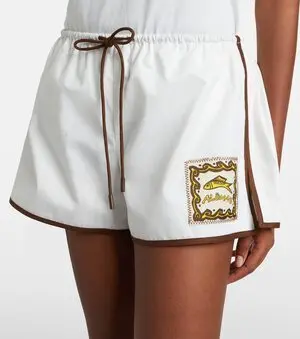 ALEMAIS Scuba Patch-appliqué Cotton Shorts - White