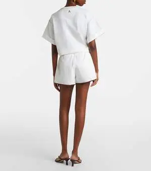 ALEMAIS Scuba Patch-appliqué Cotton Shorts - White