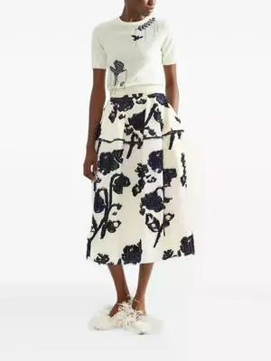 Erdem Embroidered Short-sleeve Sweater - Neutrals