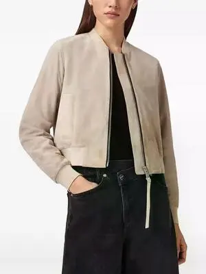 ALLSAINTS Ortens Suede-finish Bomber Jacket - Neutrals