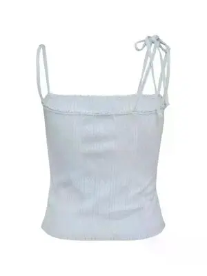 Mardi Mercredi Sleeveless Eyelet Top With Ribbon Detail