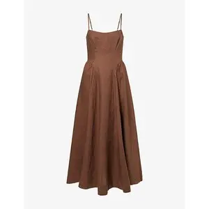 REFORMATION Neri Low-back Linen Maxi Dress - Pinecone