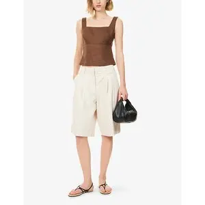 REFORMATION Clarence Square-neck Linen Top
