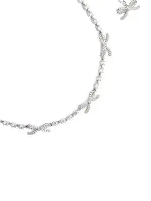 SELF-PORTRAIT Crystal-embellished Bow Necklace
