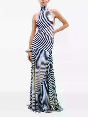Silvia Tcherassi Leonore Striped Halterneck Maxi Dress
