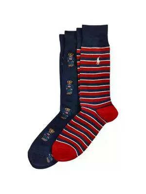 Polo Ralph Lauren Bear And Striped Socks Set - Blue