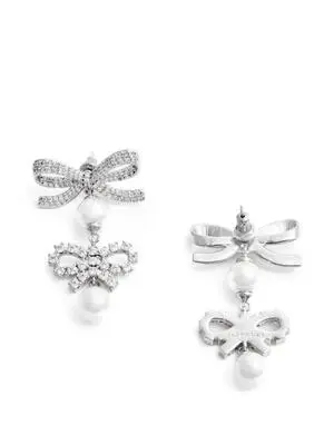 SELF-PORTRAIT Double-bow Faux Pearl Drop Earrings