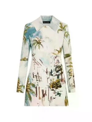 Oscar De La Renta Dominican Landscape Cotton Poplin Coat - Neutrals