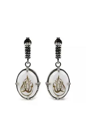 GEM KINGDOM Engraved Bone Drop Earrings