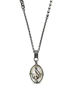 GEM KINGDOM Carved Mother-of-pearl "love" Pendant Necklace - Silver