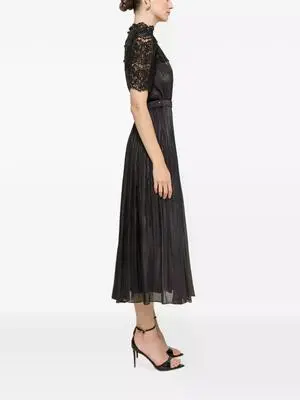 NISSA Lace-panel Chiffon Midi Dress