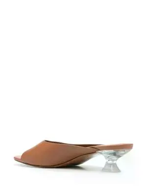 TOD'S Tan Leather Sculpted Heel Mule Sandals - Brown
