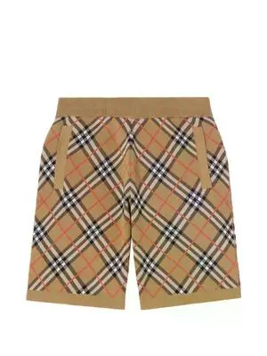 Burberry Check Knit Shorts - Neutrals