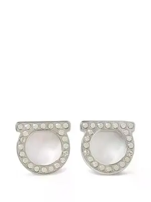 FERRAGAMO Gancini Crystal-embellished Earrings - Silver