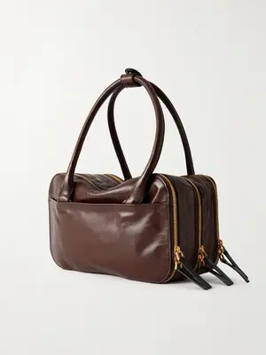 Marni Bauletto Small Leather Tote - Brown