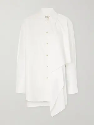 Ossou Tess Draped Cotton Poplin Shirt - Neutrals