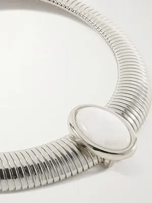 JULIETTA Opyum Rhodium-plated Moonstone Necklace - Silver
