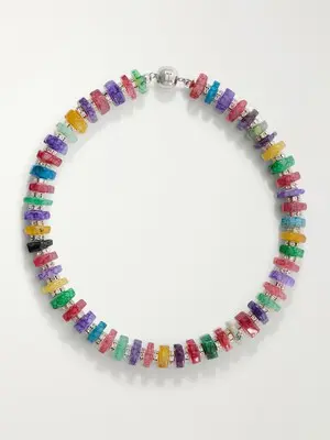 JULIETTA Mira Rhodium-plated -stone Beaded Necklace - Multi