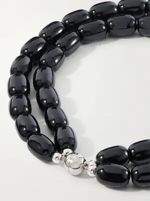JULIETTA Luma Rhodium-plated, Onyx, Shell And Resin Beaded Necklace - Black