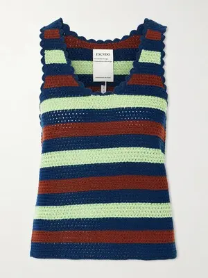 Escvdo Santos Striped Crocheted Cotton Tank - Multi