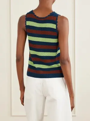 Escvdo Santos Striped Crocheted Cotton Tank
