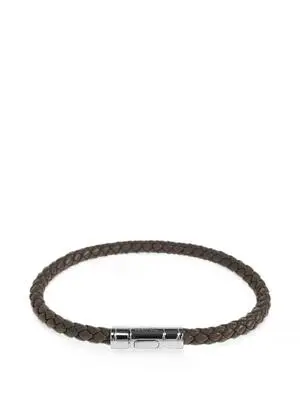 TOM FORD Braided Leather Bracelet With Logo-engraved Clasp - Brown