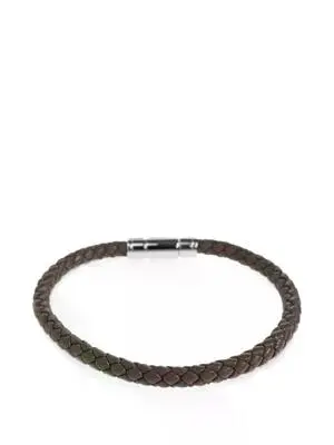 TOM FORD Braided Leather Bracelet With Logo-engraved Clasp - Brown