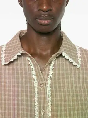 VICOLO Checked Lace-trim Shirt